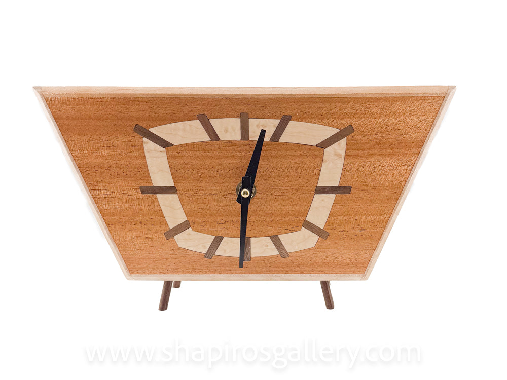 Trapezoid Clock in Mahogany – SHAPIRO'S Gallery